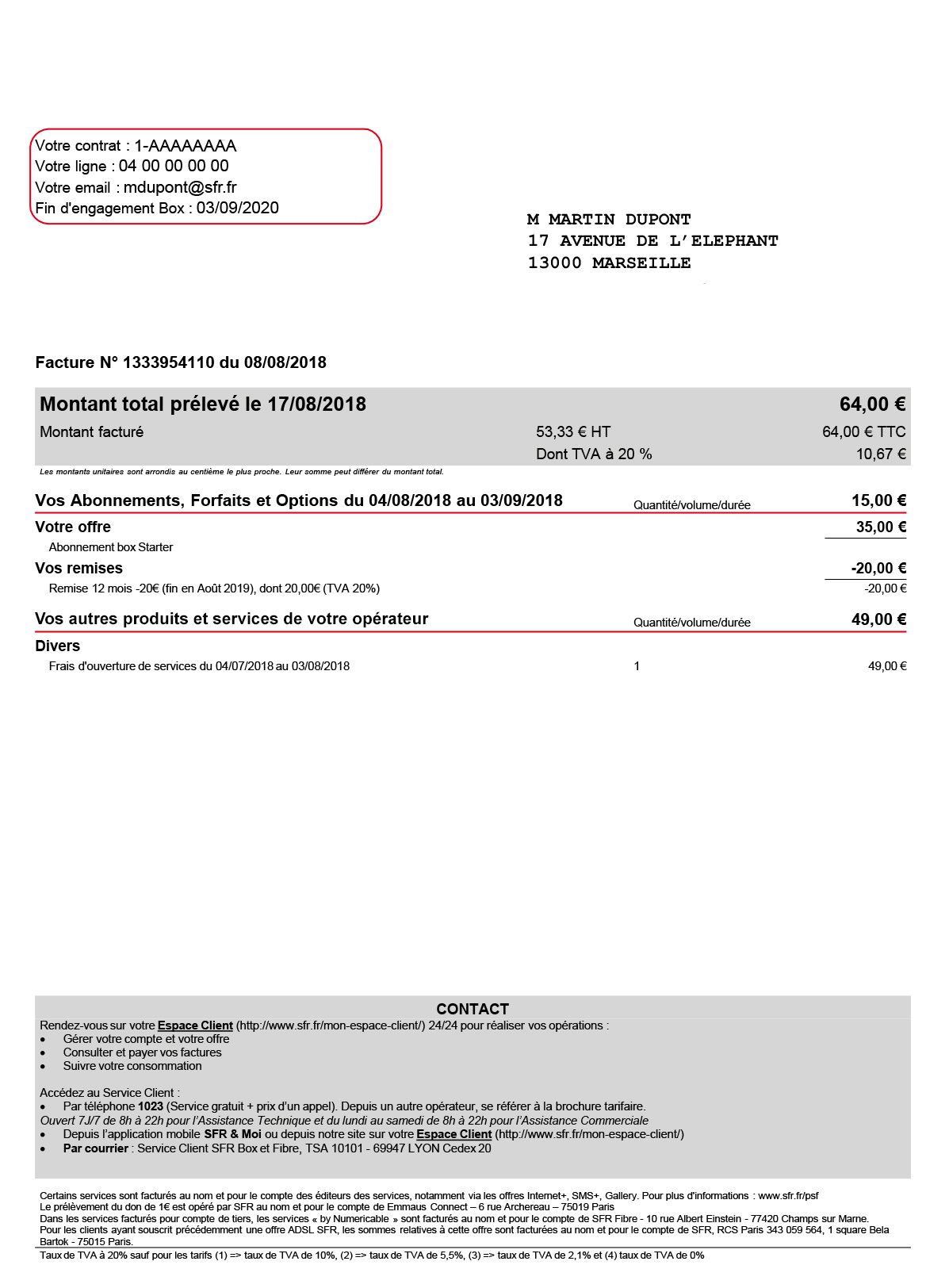 Guide facture SFR Fibre, Très Haut Débit & ADSL
