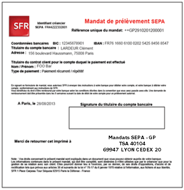 Clients SFR : que sont les mandat et le TIP SEPA